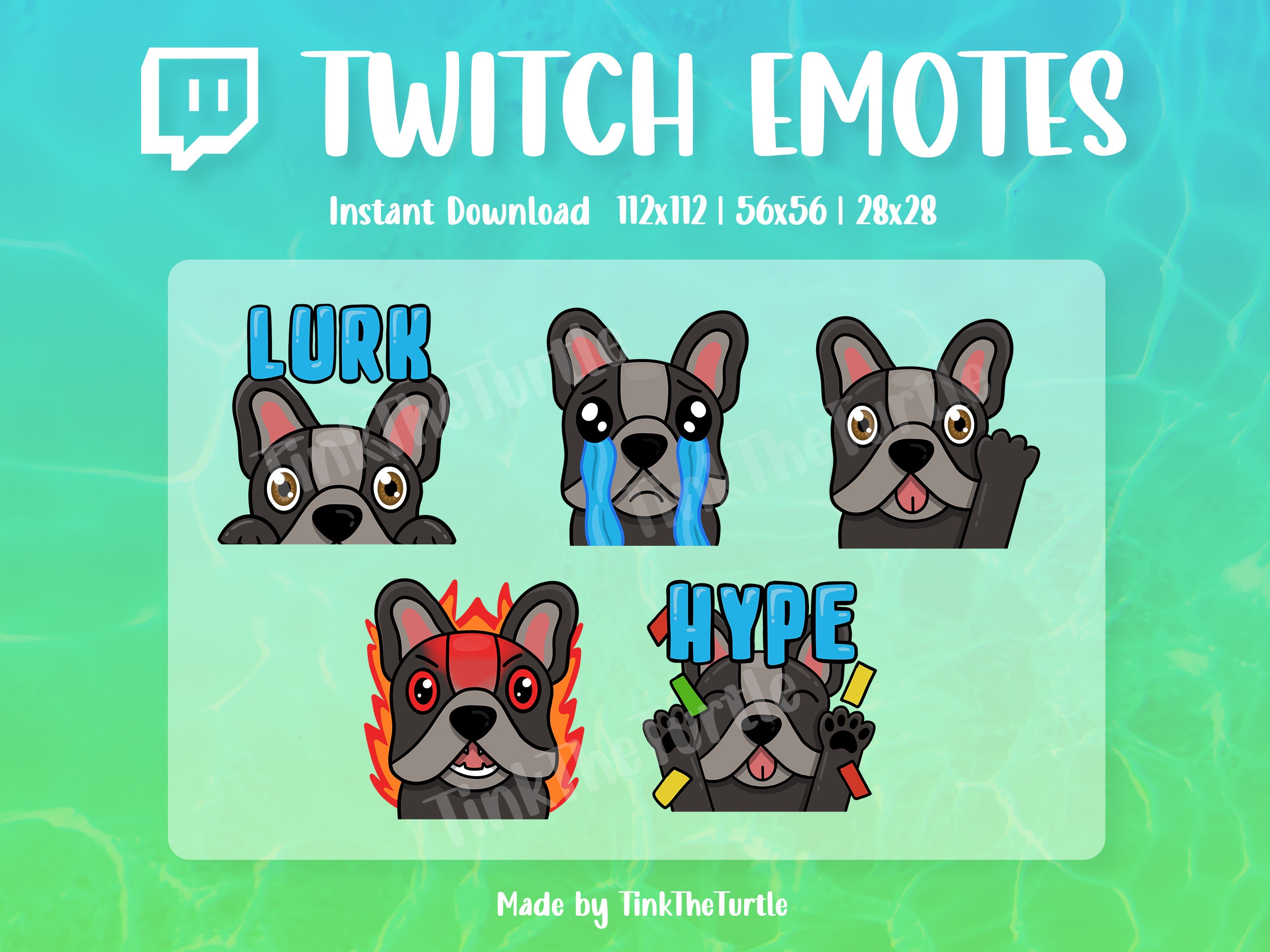 Emote Pack - Black/grey/gray French Bulldog (frenchie) for Streamers ...