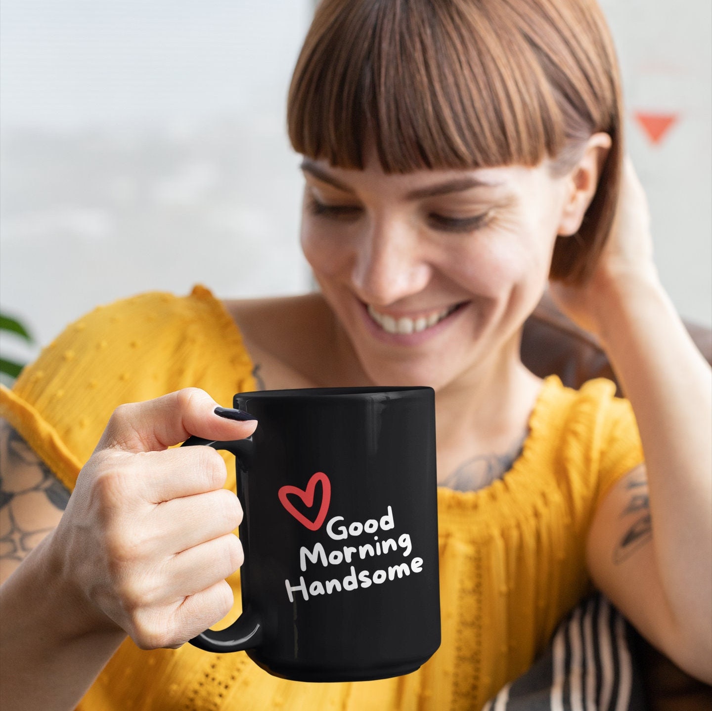 Good Morning Handsome, 15oz Black Coffee Mug, Wonderful Gift Idea for A ...