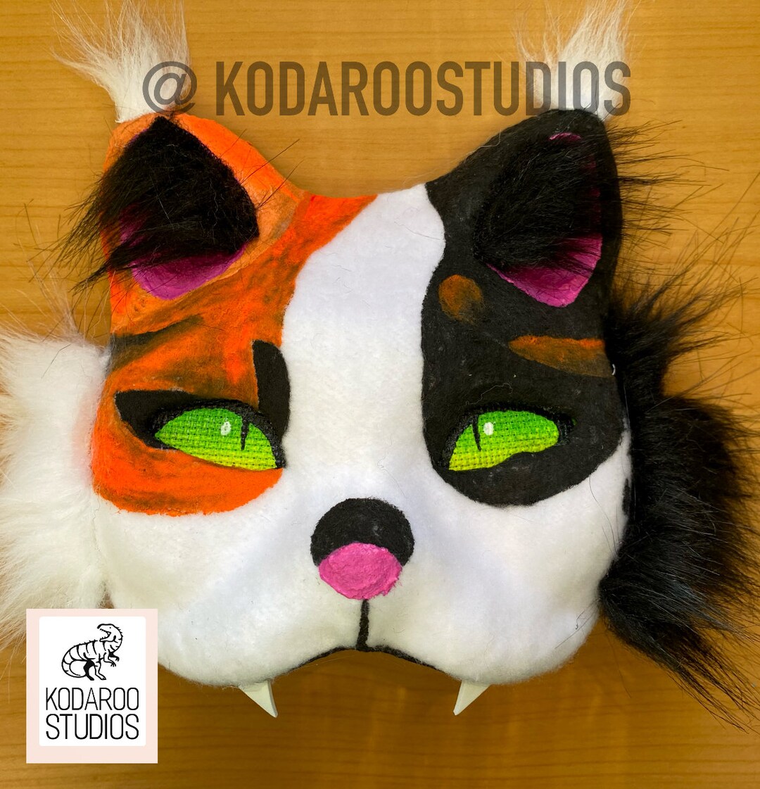 Calico Cat Mask Premade | Handmade - Etsy