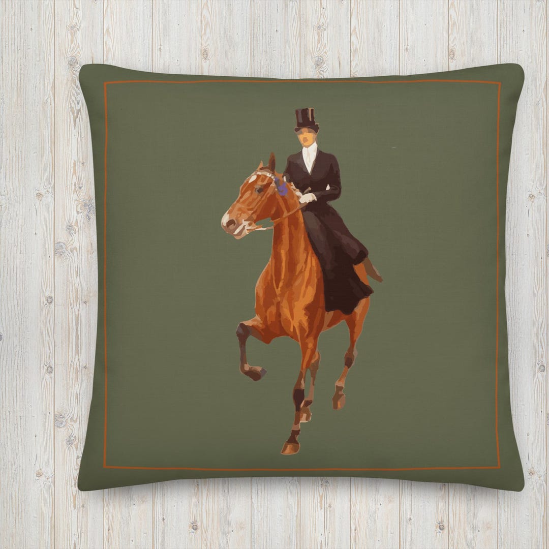 Horse Cushion 22-lady on a Horse-horse Gifts Hunting Art Horse Racing ...