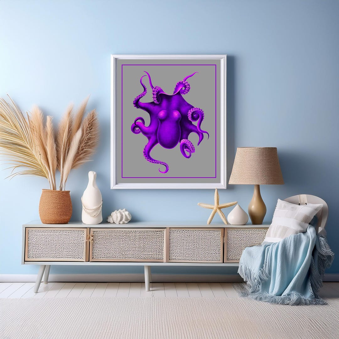 Purple Octopus Art Inspired Wall Print//digital Download//nautical ...