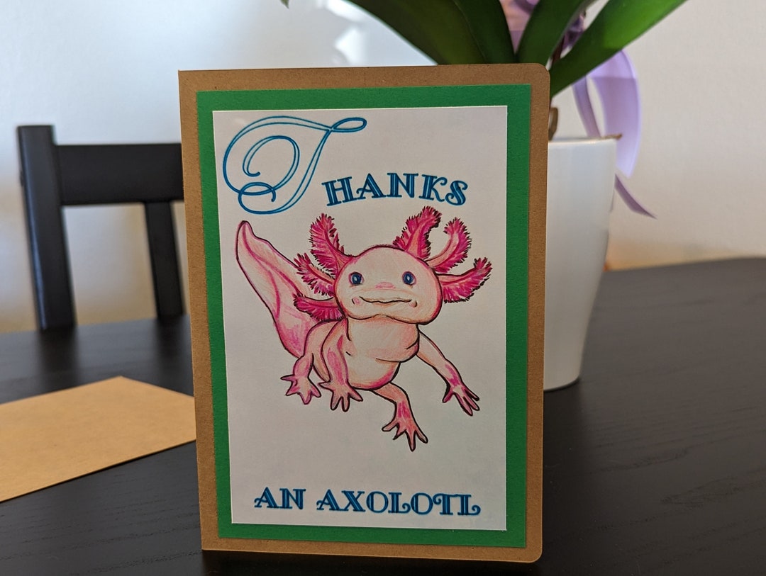 Thanks an Axolotl, Size A7 5x7" Card, Blank - Etsy