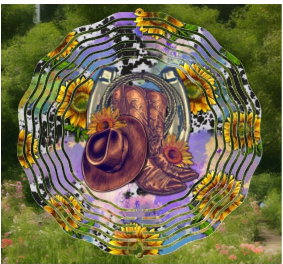 Cowboy Hat & Boots Wind Spinner: 10" Wind Spinner - Includes Free 3 ...