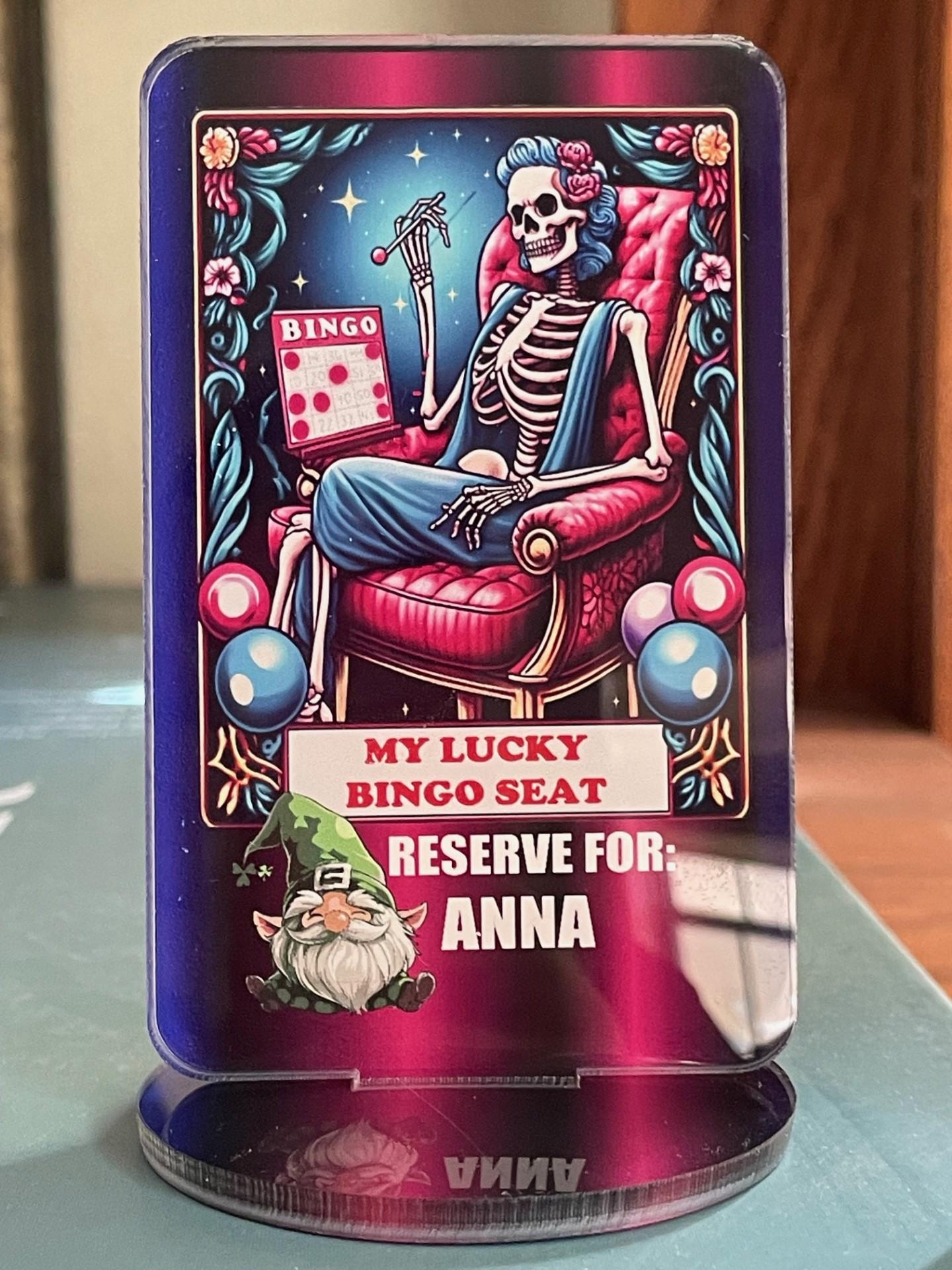 Personalized Acrylic Lucky Bingo Seat Plaque – Reserved Seat Sign - Etsy
