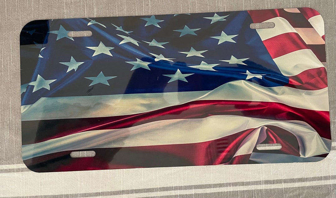 USA Flag Front License Plate - Etsy