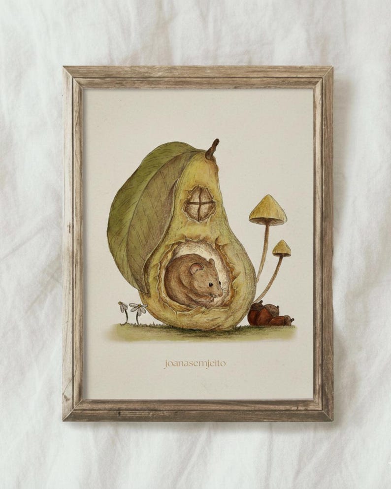 Woodland Mouse Watercolor Art Print – “pear House” | Little Mice ...