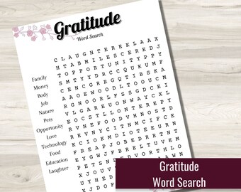 Gratitude Word Search - Etsy