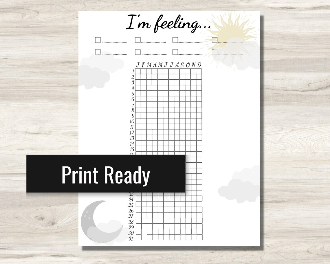 Printable Yearly Mood Tracker Sun and Moon - Etsy