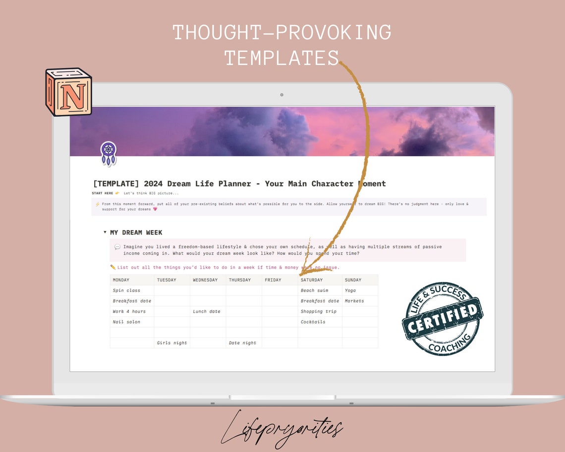 Notion Template - 2024 Dream Life Planner, Life Coaching Session in One ...