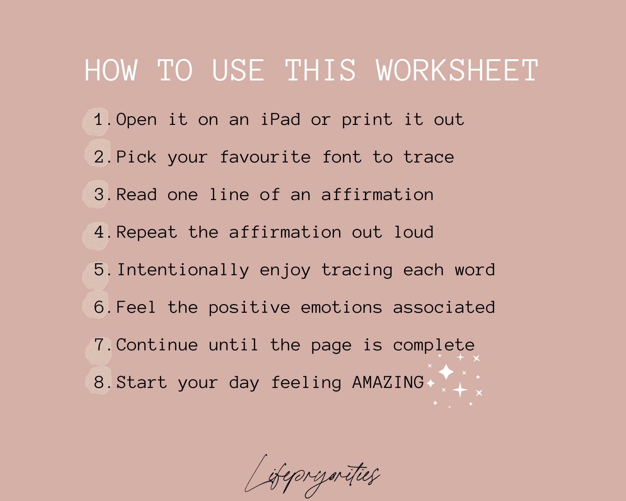 Affirmation Worksheet for a Good Morning, Affirmation Card ...