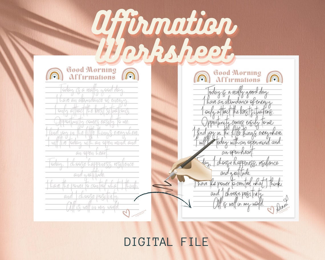 Affirmation Worksheet for a Good Morning, Affirmation Card ...