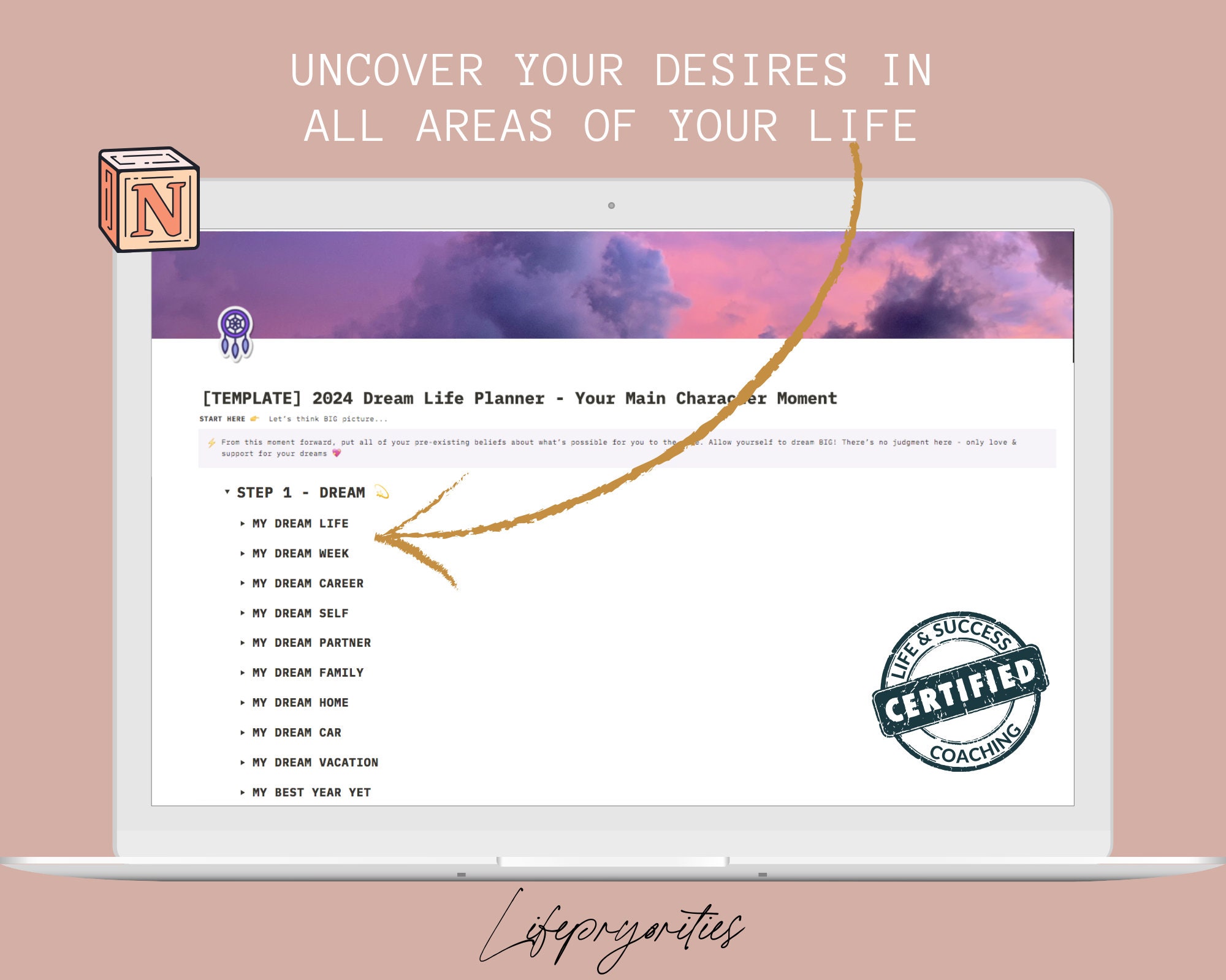 Notion Template - 2024 Dream Life Planner, Life Coaching Session in One ...