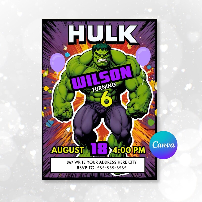 Hulk Invitations - Etsy