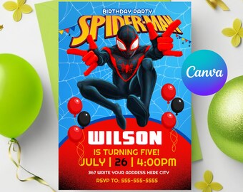 Spider Man Invitation Birthday Party Invite Spidey Birthday Invite Web ...