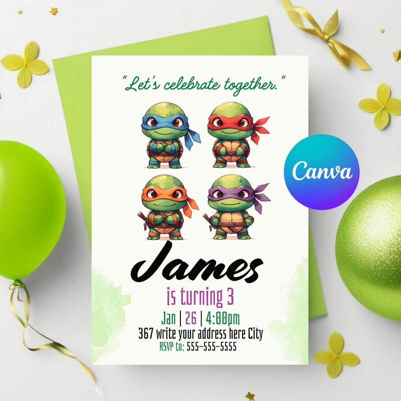Turtle Invitation - Etsy