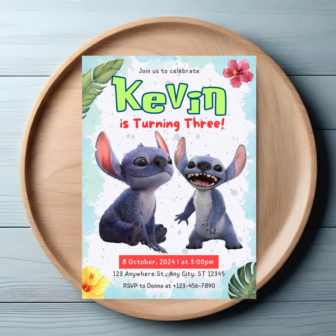 Stitch Live Action Invite, Canva Template Stitch Real, Stich 3D ...