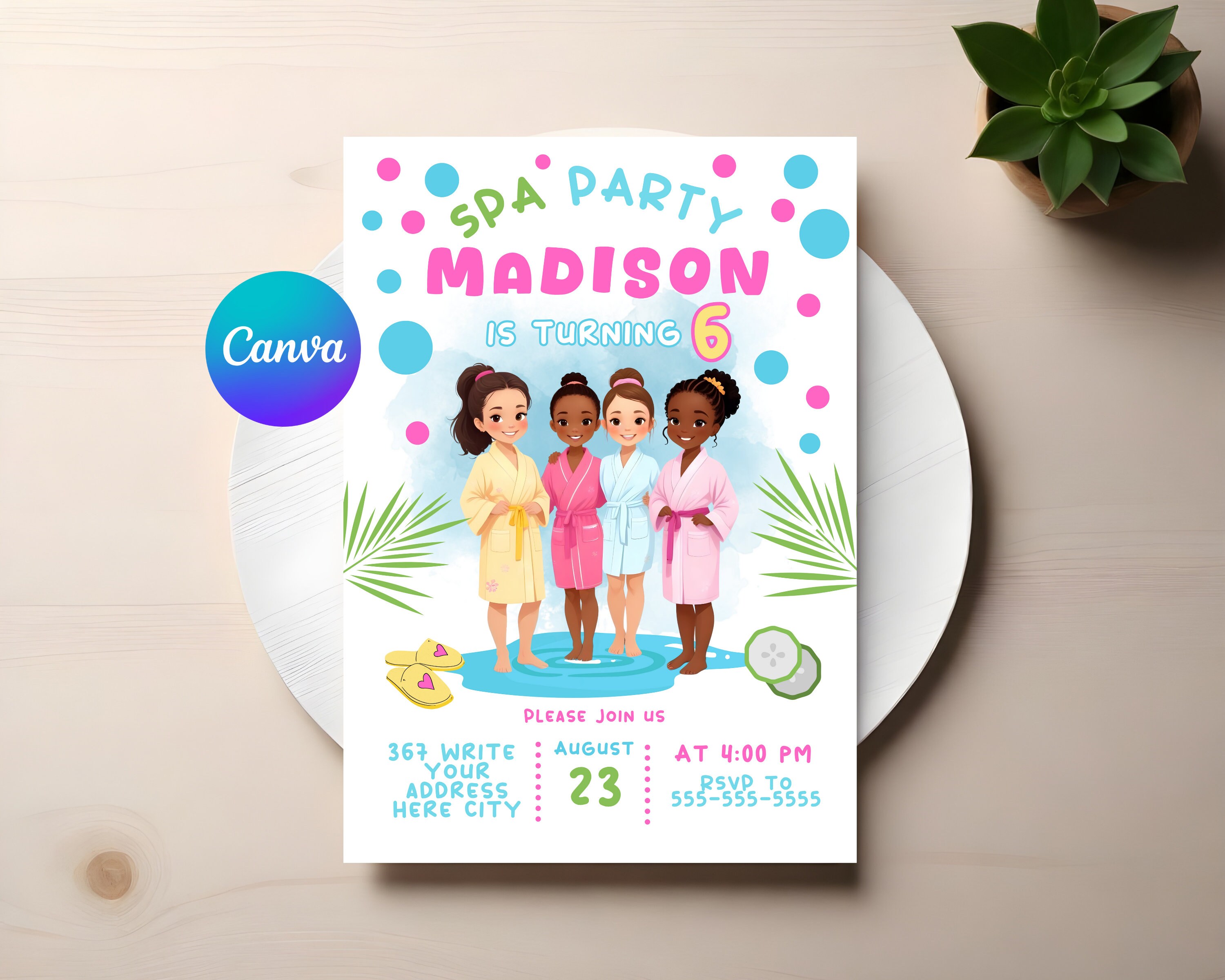Spa Party Invitation, Editable Pamper Party Invite Template, Tween ...