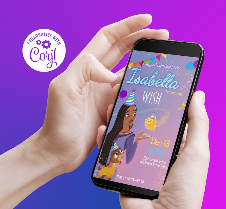 Birthday Party WISH Digital Invitation Editable, Printable , INVITE ...