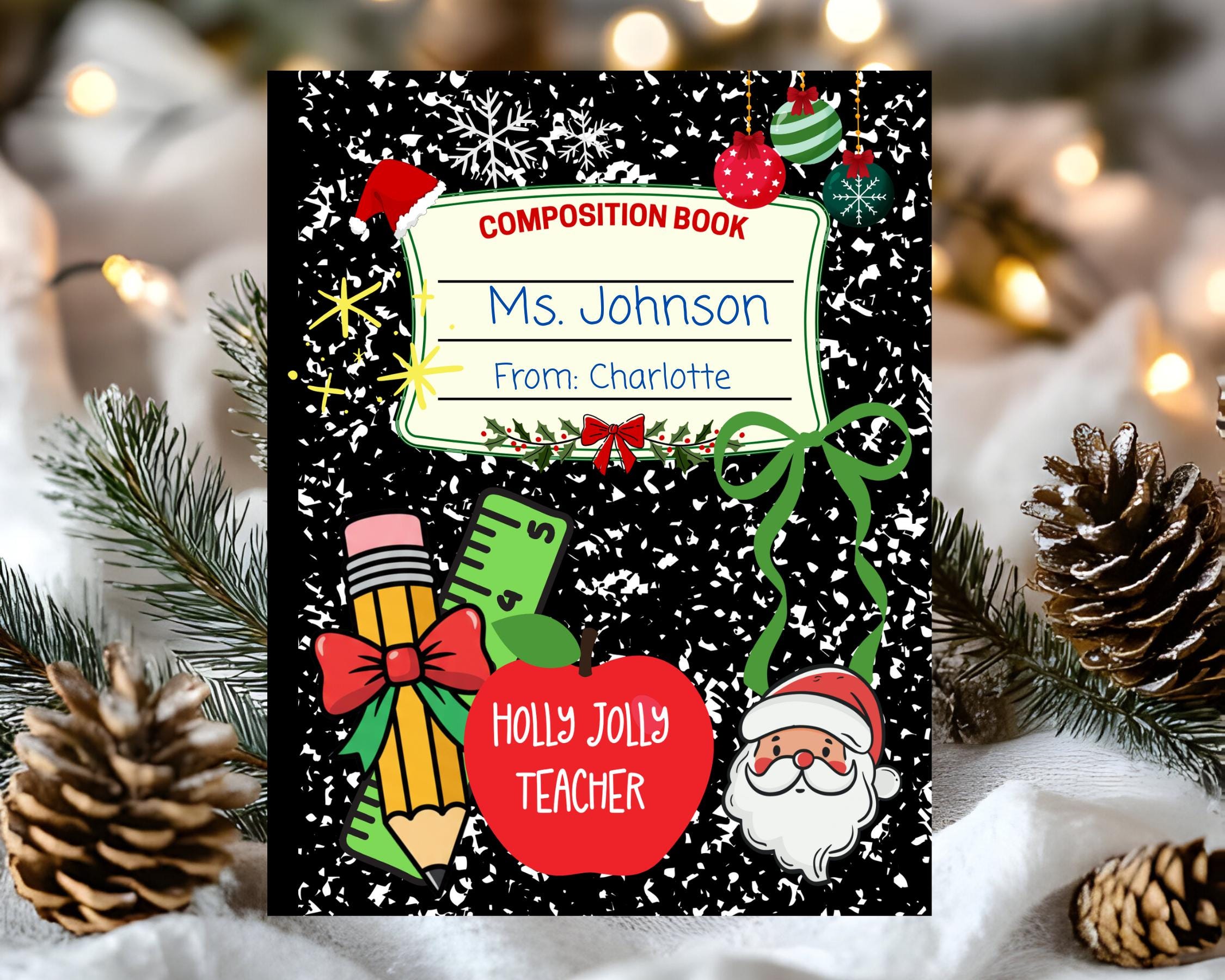 Teacher Christmas Gift, Personalized Christmas Gift Bag, Printable Gift ...