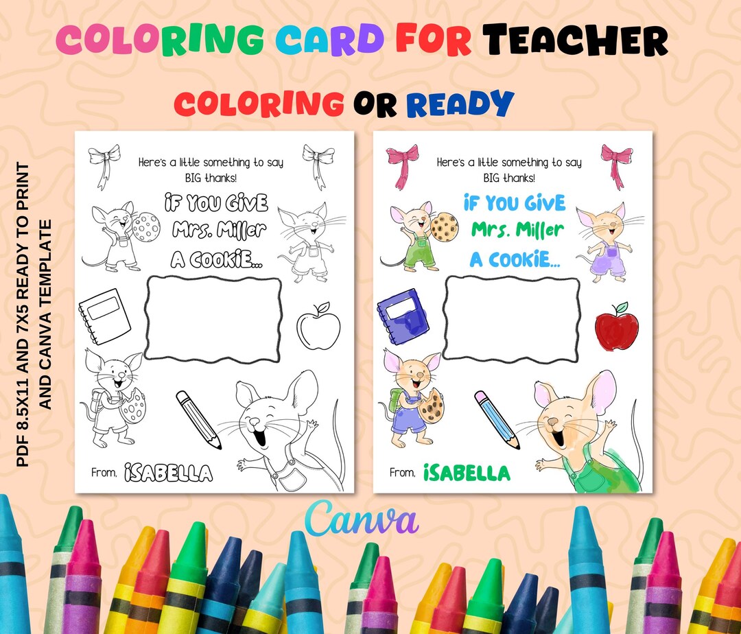 Printable Teacher Gift to Color – End of School Year Card – If You Give ...