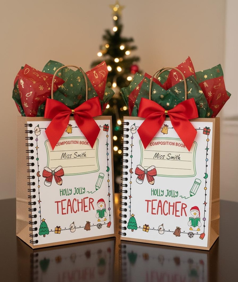 Teacher Christmas Gift, Personalized Christmas Gift Bag, Printable Gift ...