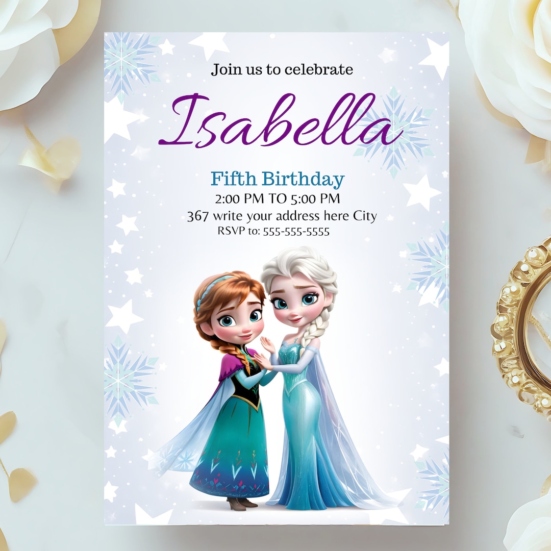 Invitación de cumpleaños de Frozen Invitación de princesa Elsa Anna ...
