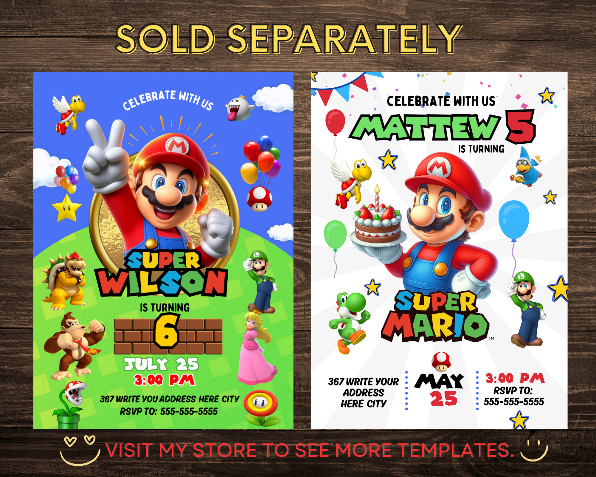 Super Mario Birthday Invitation Birthday Invitation Super Mario ...