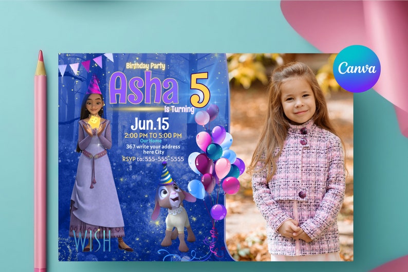 Wish Birthday Invitation, Wish Editable Template, Wish Movie Party for ...