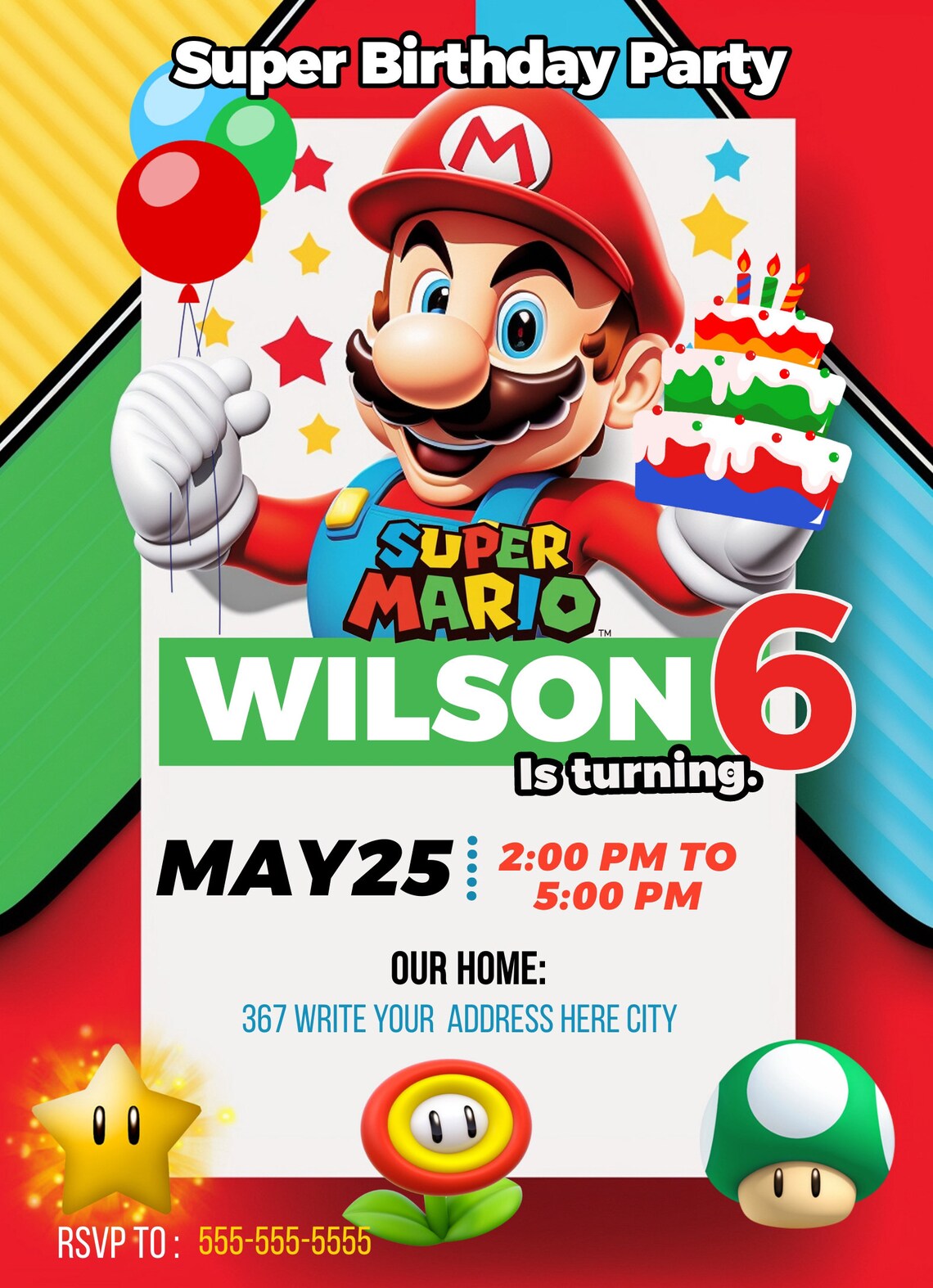 Super Mario Invite Super Mario Bros MOVIE Invitation Mario - Etsy