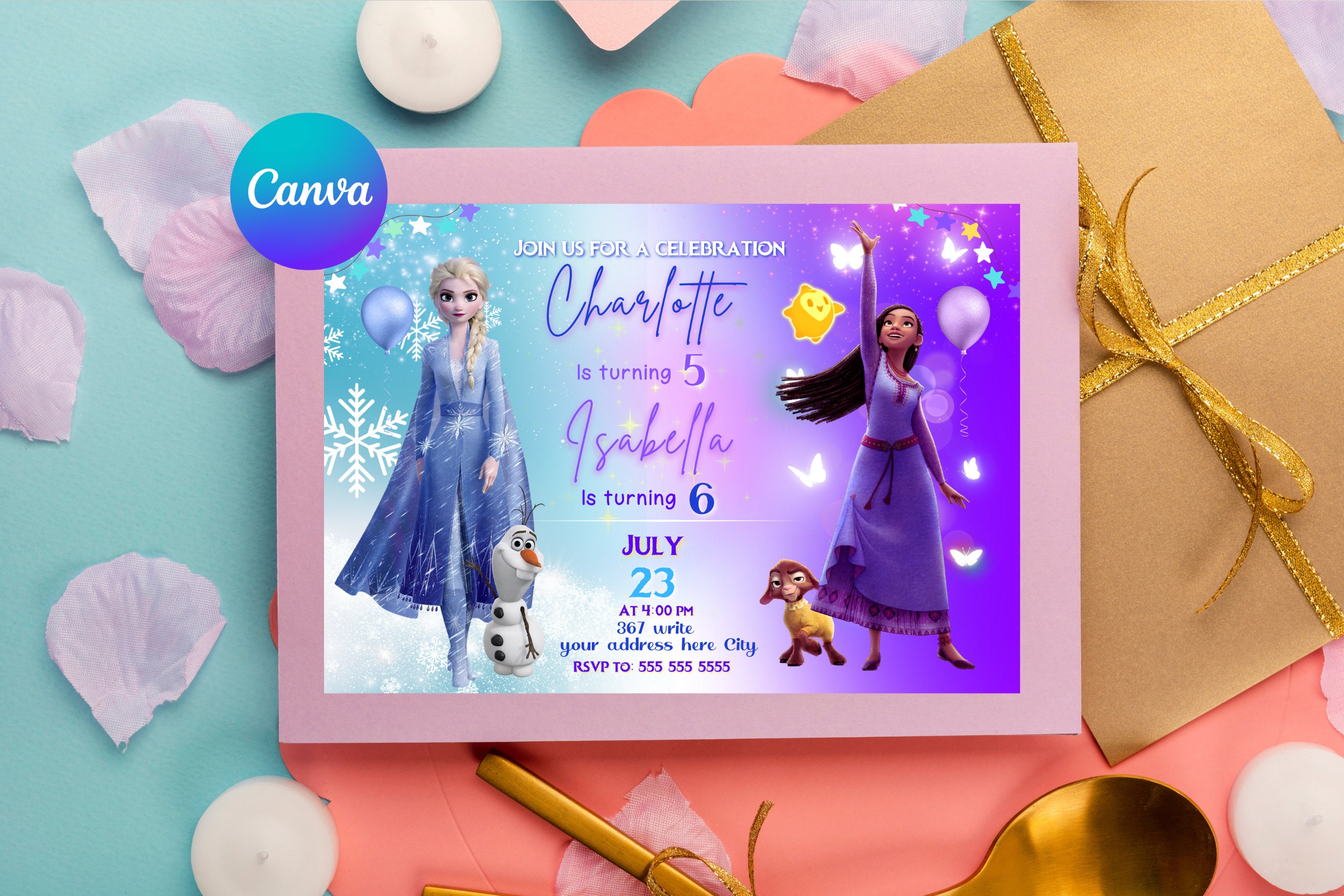 Sibling Birthday Invitation,double Birthday Invitation,dual Combined ...