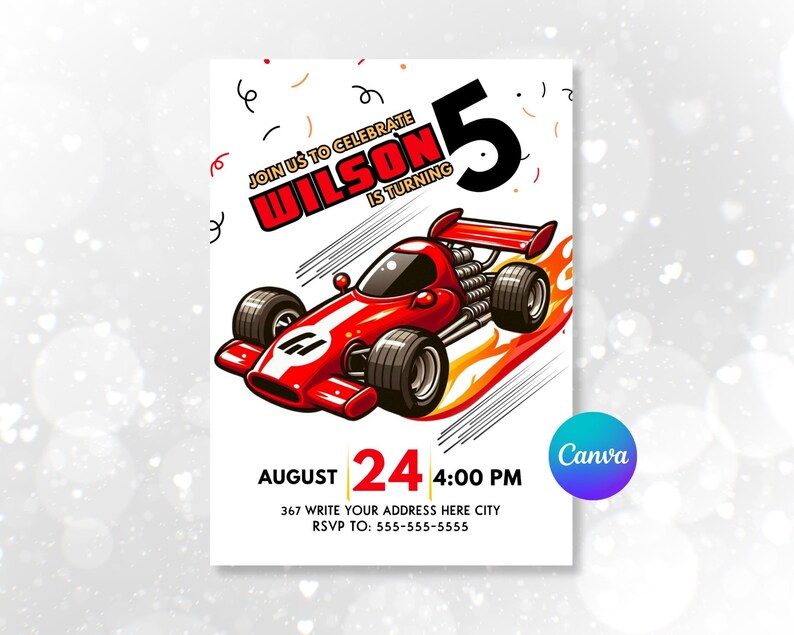 Race Car Birthday Invitation Sport Race Car Invite, Boys Invitation ...