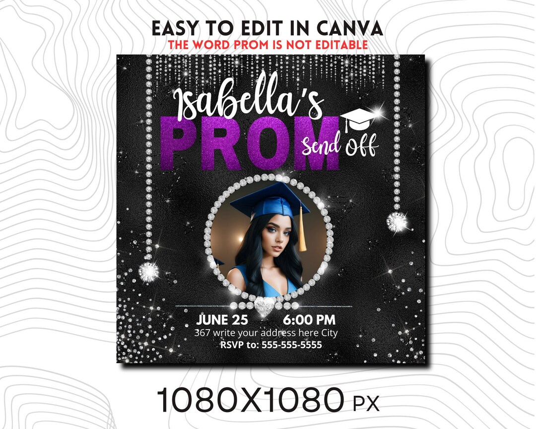 Editable Prom Send off Flyer Canva, DIY Prom Party Invitation ...