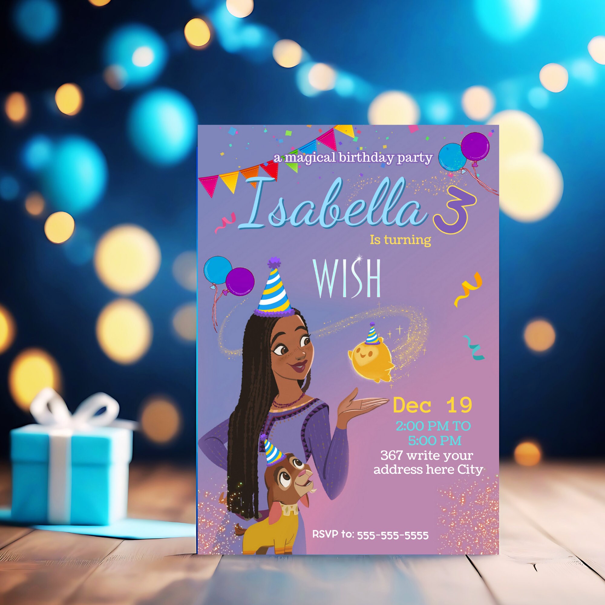 Birthday Party WISH Digital Invitation Editable, Printable , INVITE ...