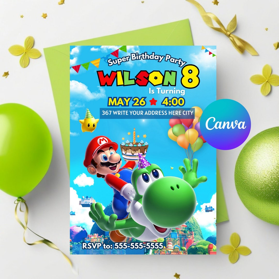Super Mario Birthday Invitation Birthday Invitation Super Mario ...