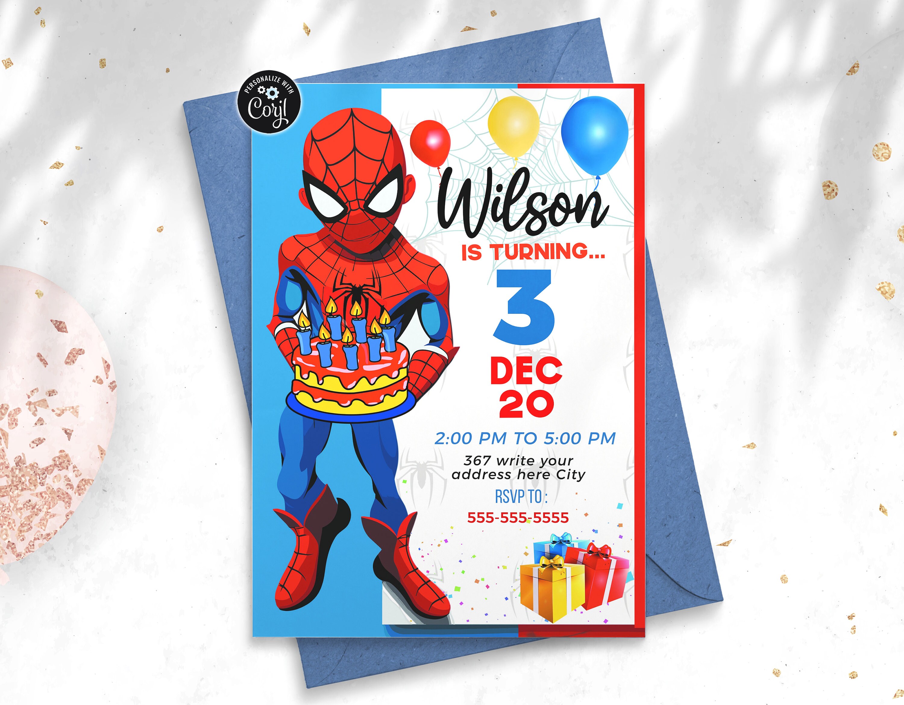 Editable Spiderman Birthday Invite Template Printable - Etsy