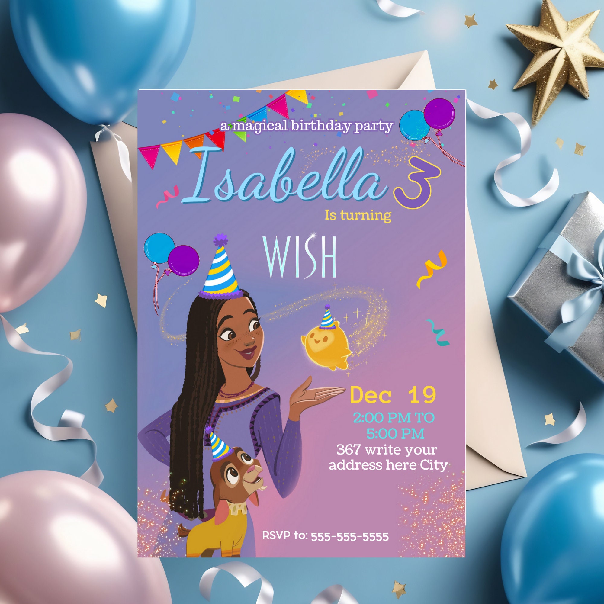 Birthday Party WISH Digital Invitation Editable, Printable , INVITE ...
