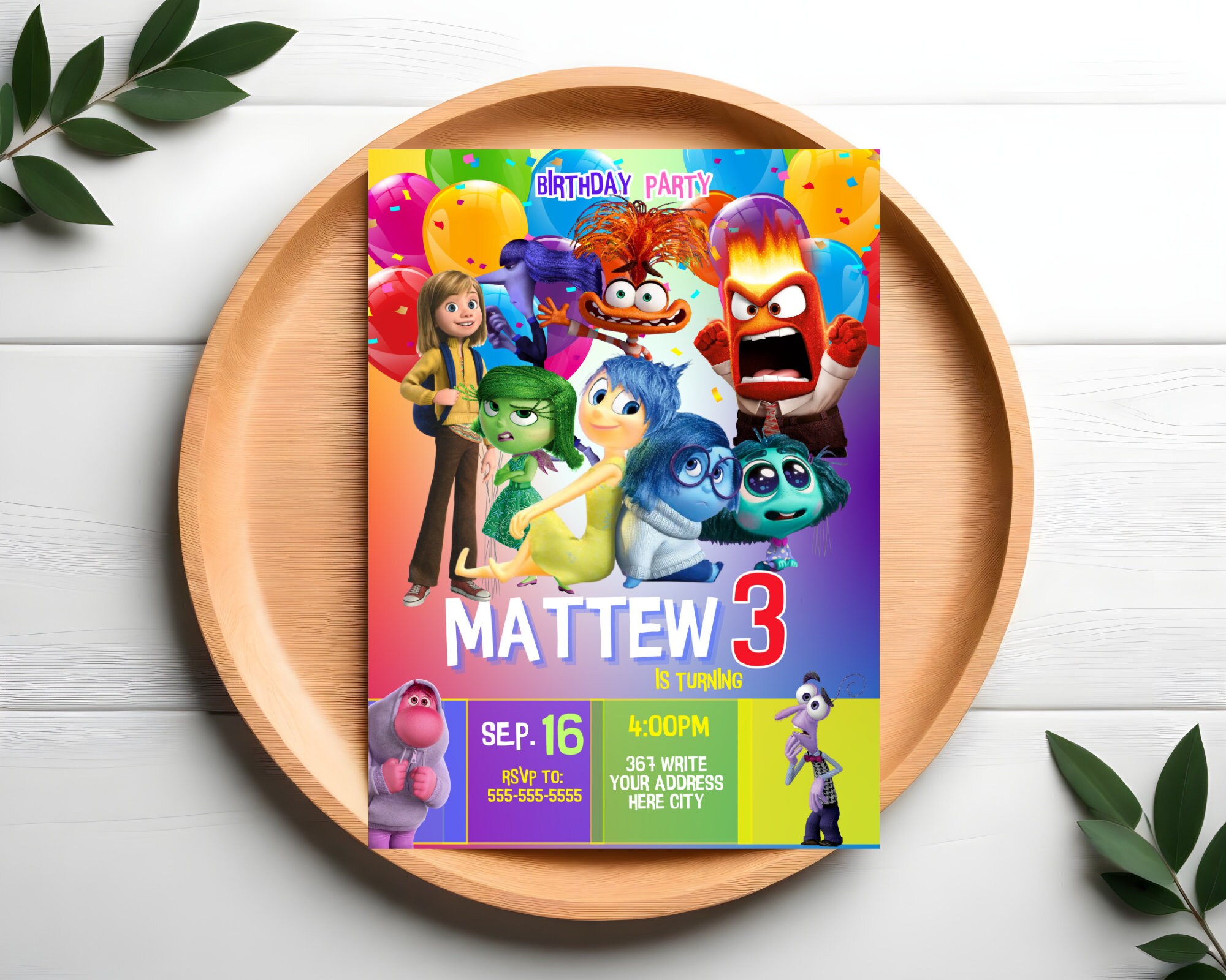 Inside Out 2 Birthday Invitation Editable Inside Out Invitation Inside ...