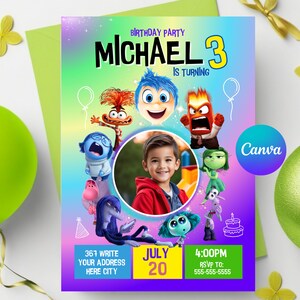 Inside Out Two Birthday Invitation, Inside Out 2 Birthday Theme ...