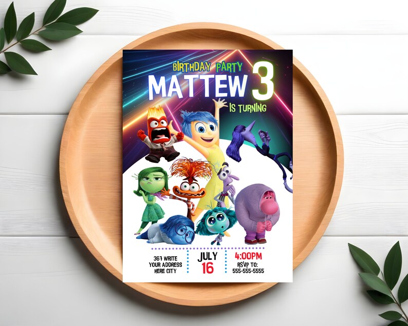 Inside Out Two Birthday Invitation, Inside Out 2 Birthday Theme ...