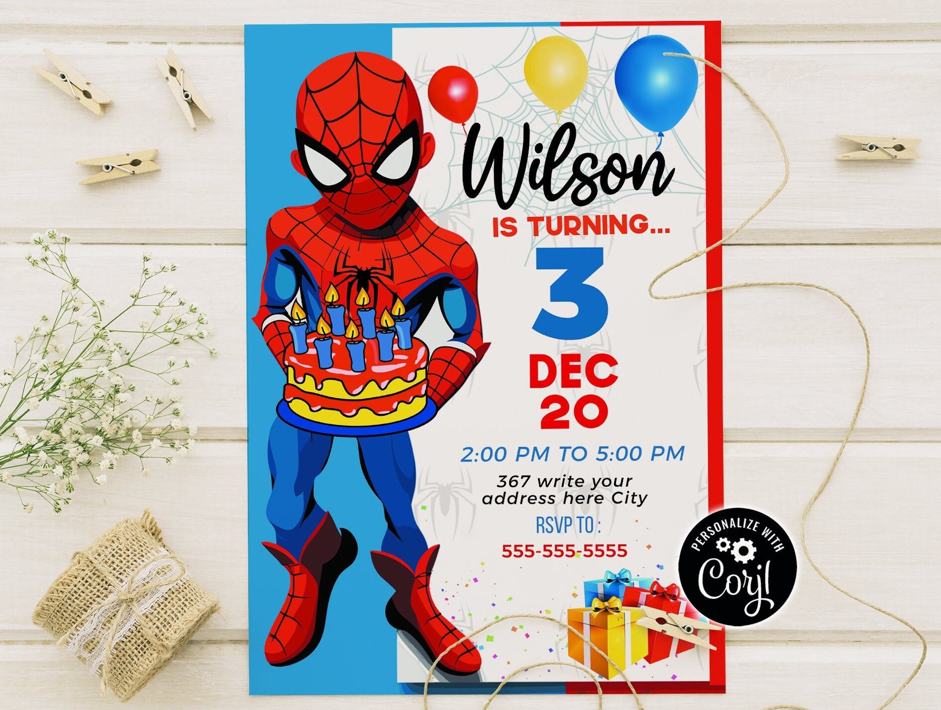 Editable Spiderman Birthday Invite Template Printable - Etsy