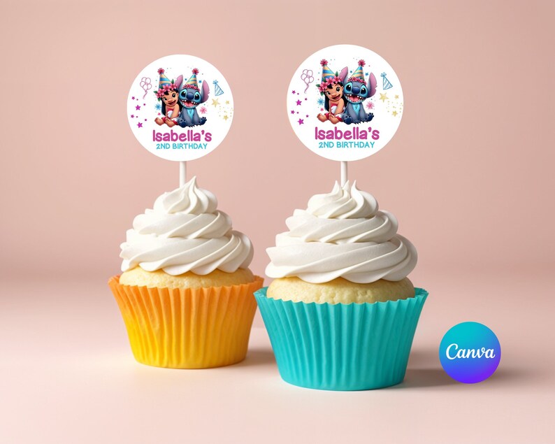 Lilo Stitch Cupcake Topper, Printable Editable Cupcake Topper, Stitch ...