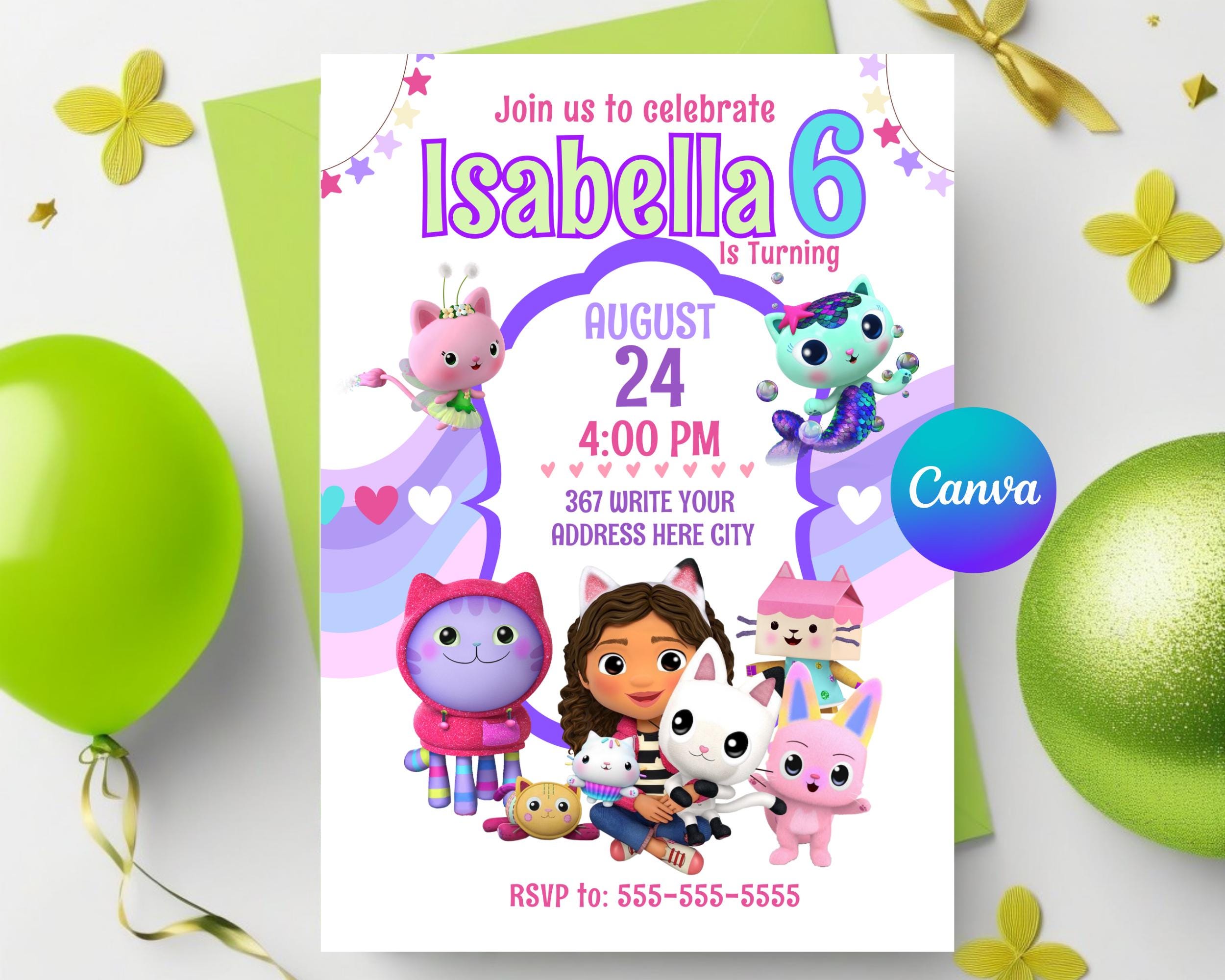 Gabbys Dollhouse Invitation Editable Invitation Template Dollhouse ...