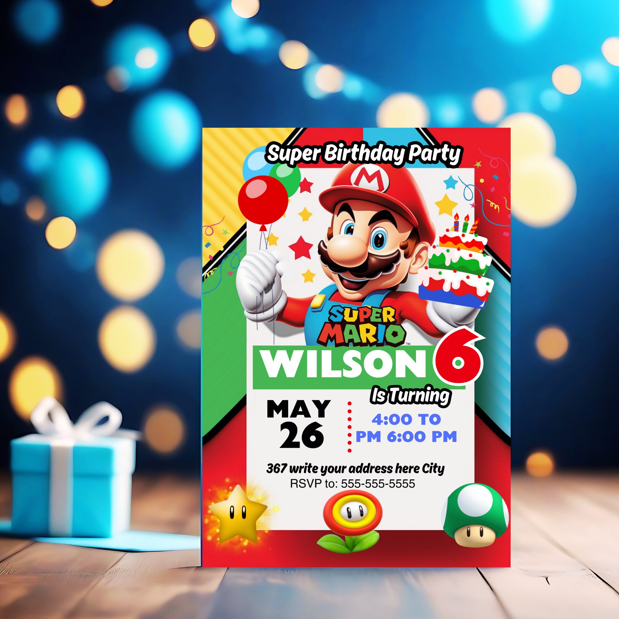 Super Mario Invite, Super Mario Bros, Invitation, Mario Brothers ...