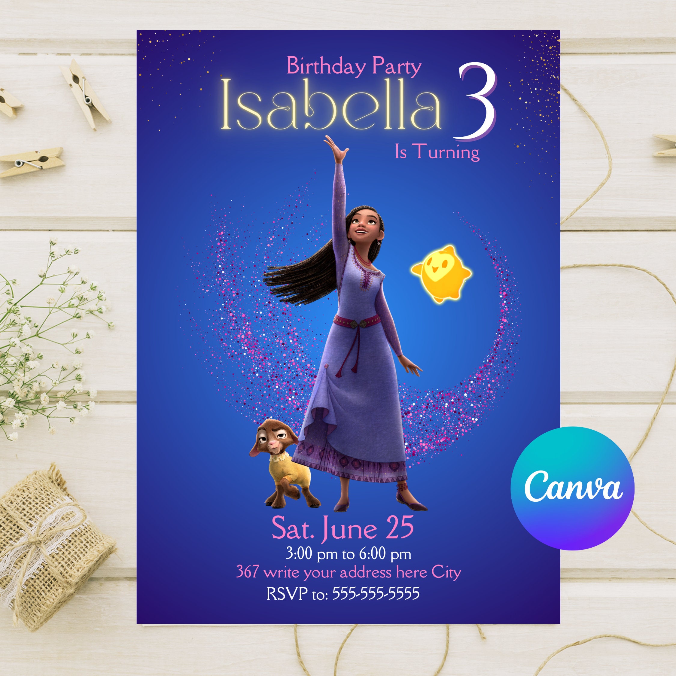 WISH Invitation Template, Digital Invitation Editable, Printable , Wish ...