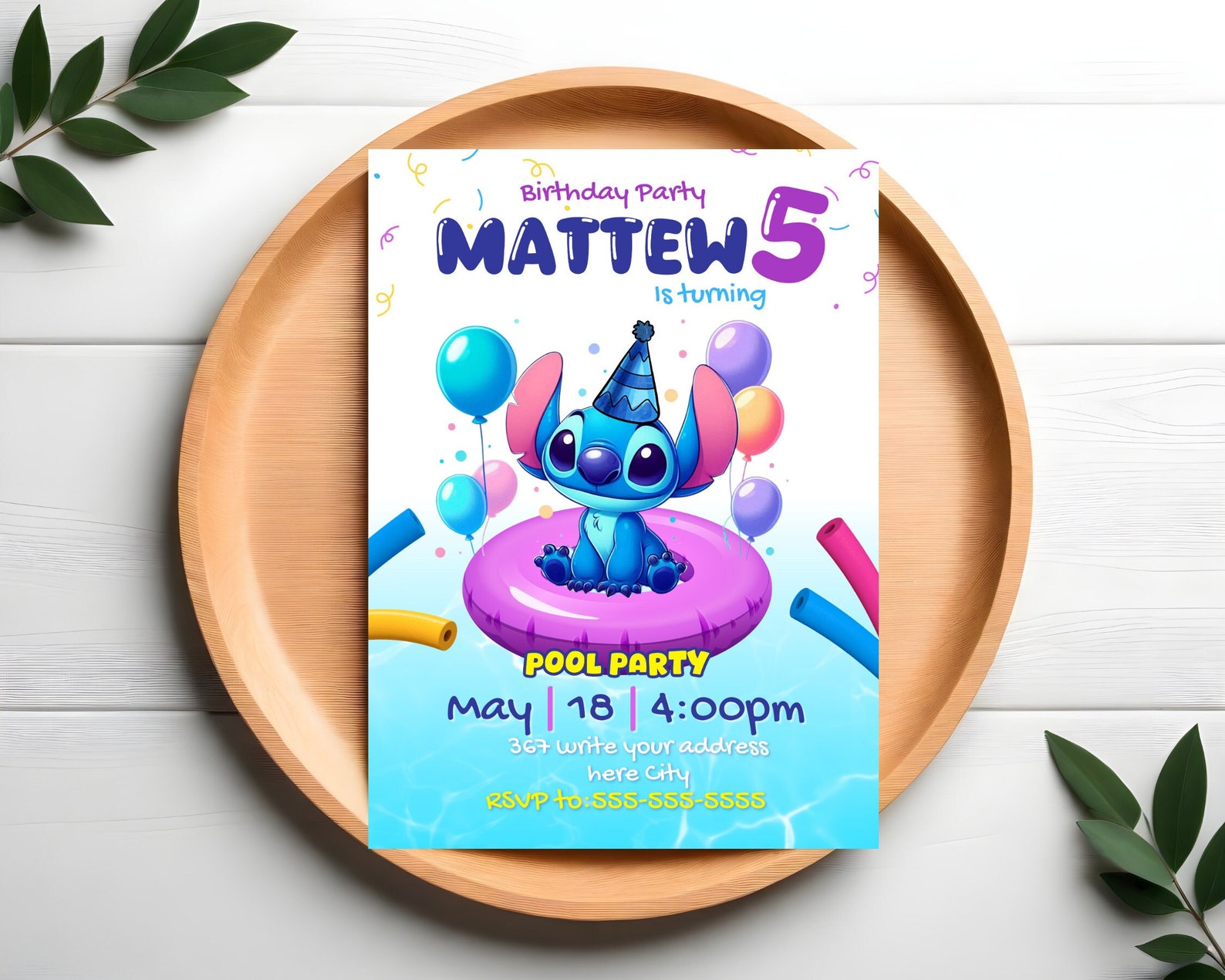 Stitch Pool Party Birthday Invitation Stitch Invite Printable Party ...