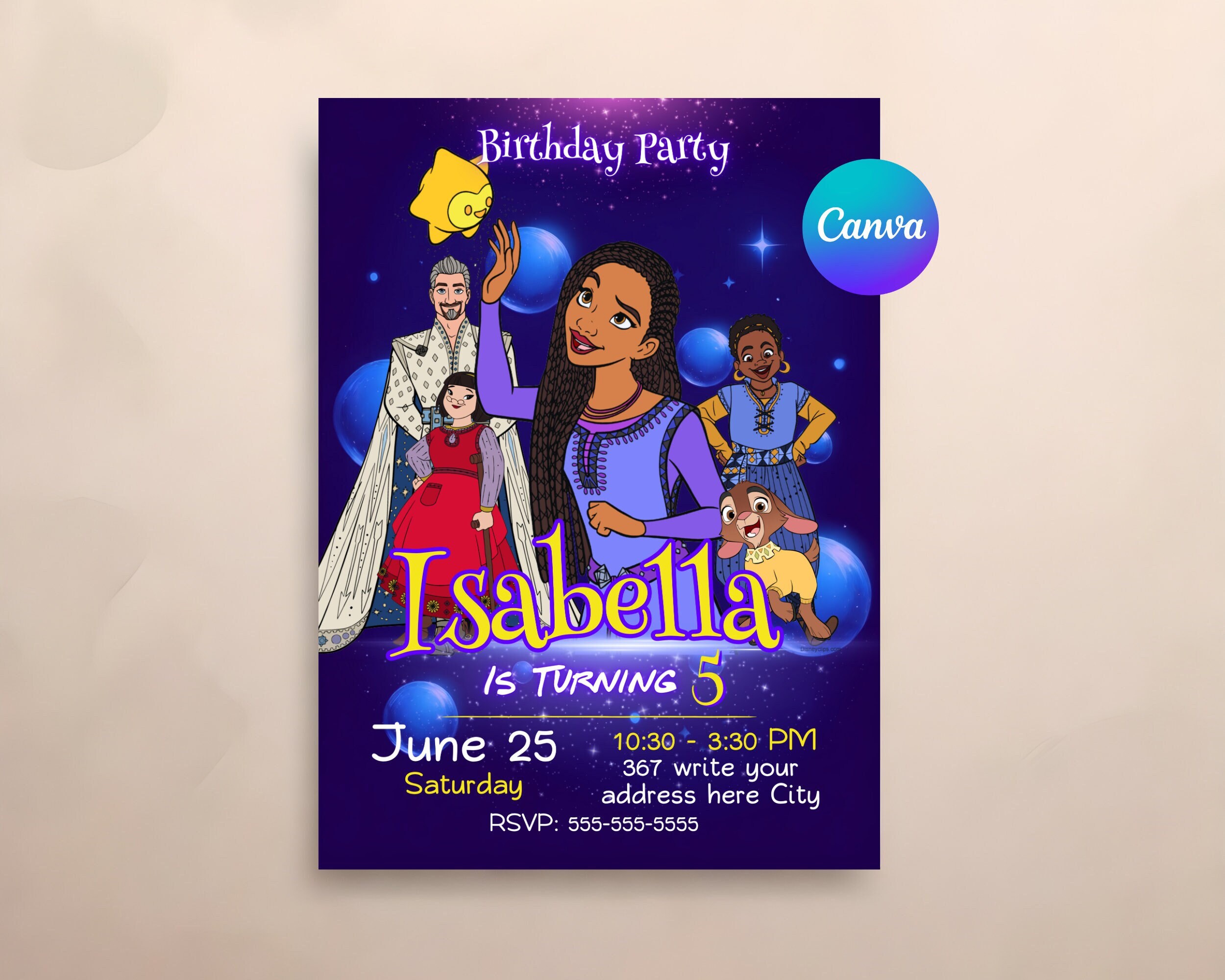 WISH Birthday Party Digital Invitation Editable, Printable , INVITE ...