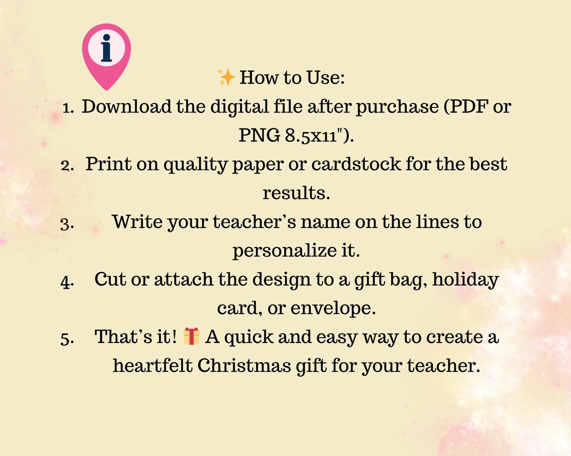 Teacher Christmas Gift, Personalized Christmas Gift Bag, Printable Gift ...