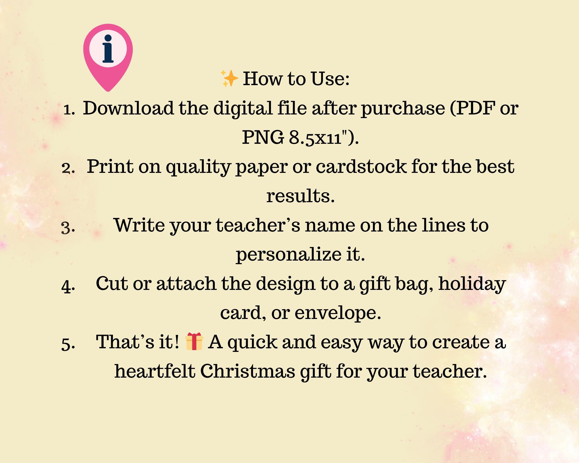 Teacher Christmas Gift, Personalized Christmas Gift Bag, Printable Gift ...