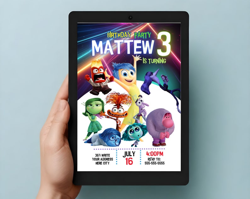 Inside Out Two Birthday Invitation, Inside Out 2 Birthday Theme ...