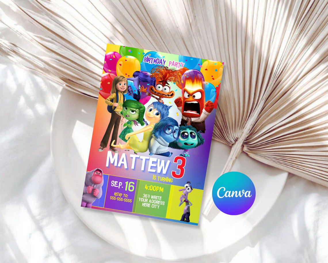 Inside Out 2 Birthday Invitation Editable Inside Out Invitation Inside ...